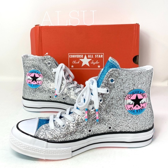 Converse | Shoes | Converse Chuck 7 Hi Silver Blue Pink Canvas W | Poshmark
